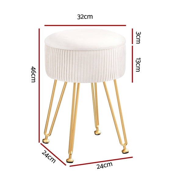 Kelly Velvet Footstool – Elegant & Functional in White (Flip-Lid ...